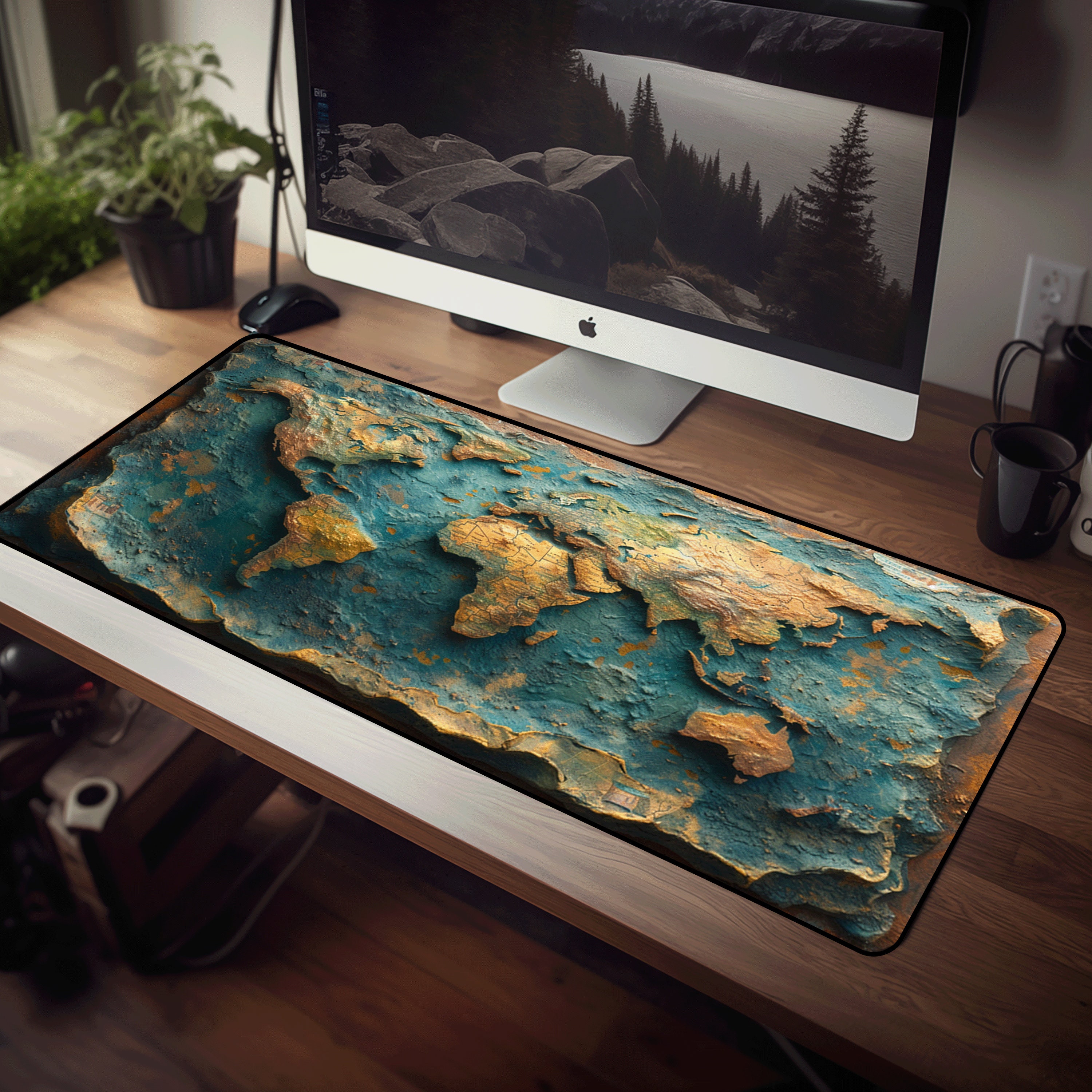 WORLD MAP DESK Mousepad Large Desk Mat Unique 3D Map Desk Decor Cute ...