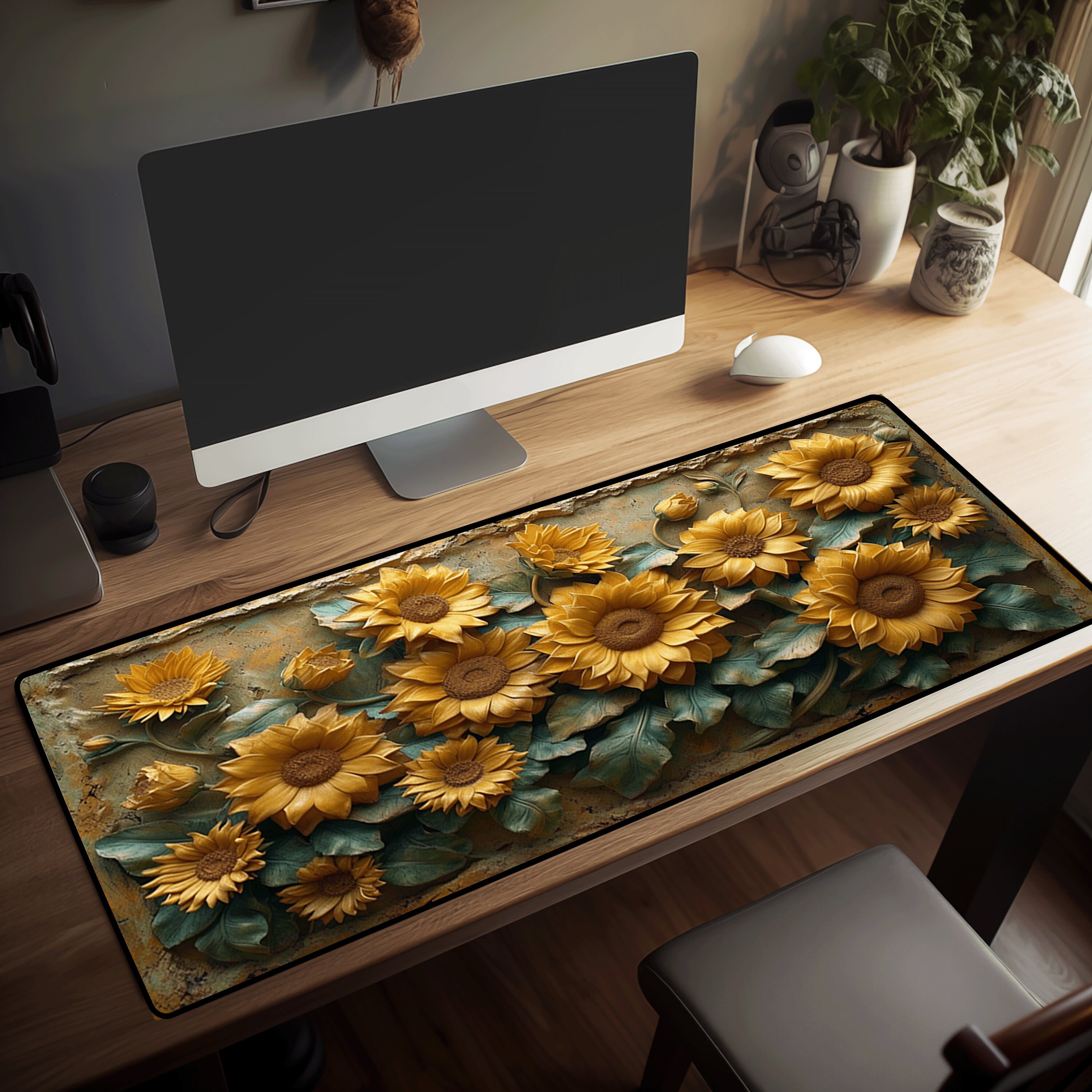 SUNFLOWER DESK MAT Cute Mouse Pad Large Mousepad Anime Desk Mat ...