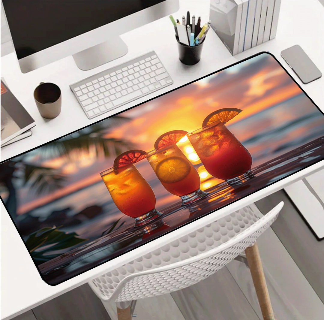 TROPICAL DESK MAT Cocktail Mouse Pad Cute Gaming Deskmat Relaxed Beach ...