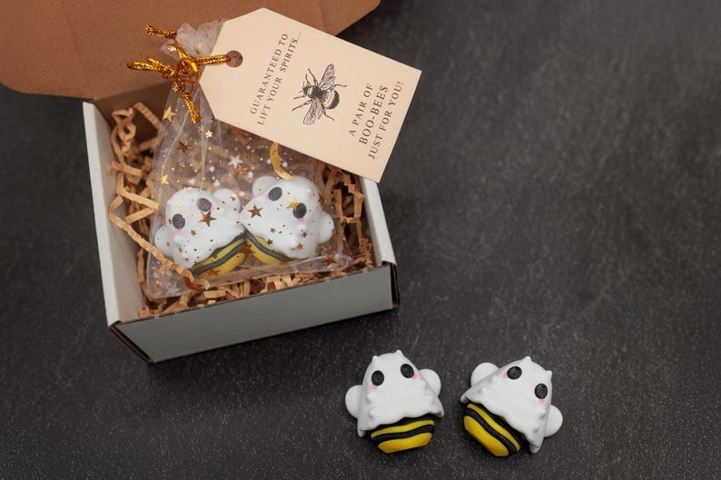 Pair of Boo Bees Fidgets, Cute 3D Printed Articulated Ghost Bees, Funny ...