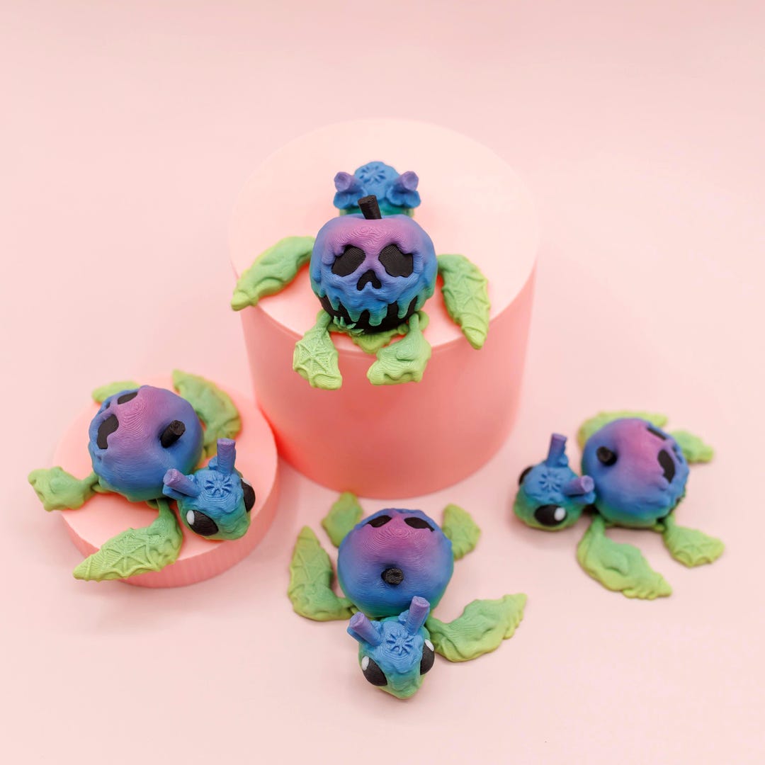 Poison Apple Turtle Figurine | 3D Printed Articulating Turtle Fidget ...