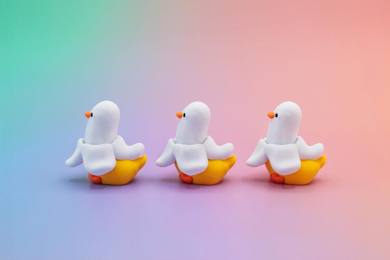 Banana Duck Fidget Clicker | 3D Printed Clicky Fidget Keychain | Cute ...