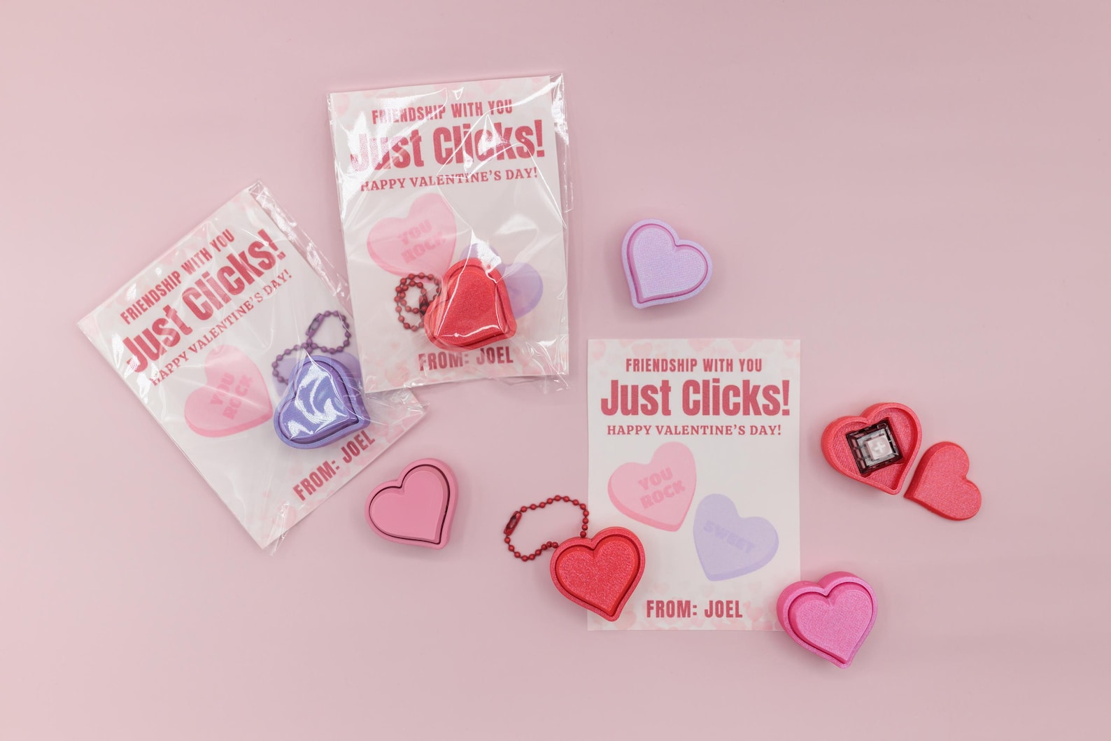 Canva Template for Heart Fidget Clickers Themed Valentine Cards ...
