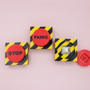 3D Printed Panic Button Fidget Clickers, Big Red Stop Button Clickers ...