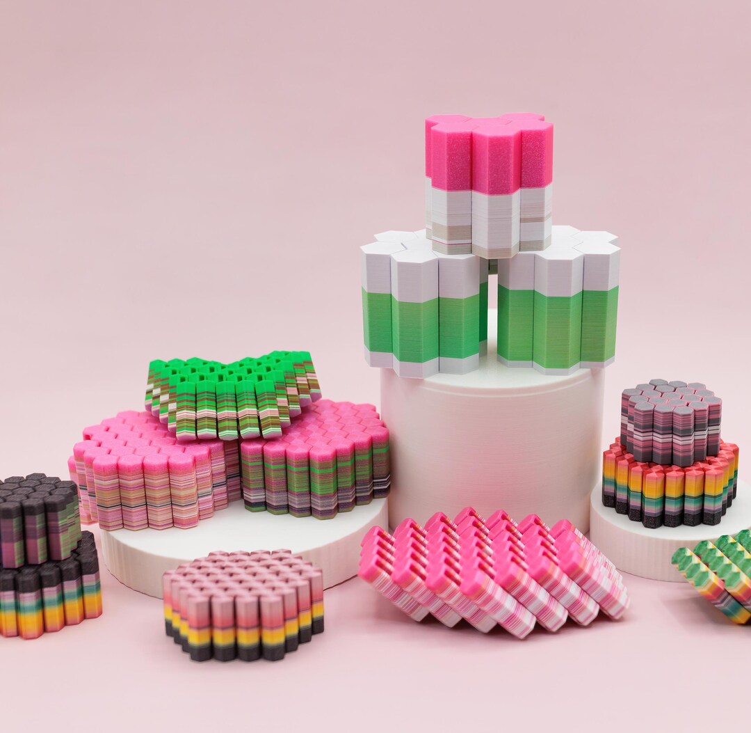 3D Printed Hexagon Shaped Desk Fidget, Cool Stratastack Hex Fidget ...