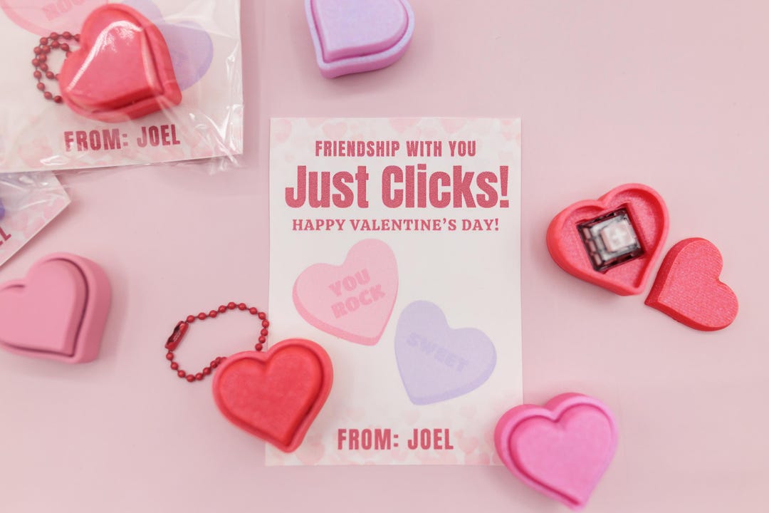 3D Printed Heart Shaped Fidget Clicker Valentines for School, Cute ...