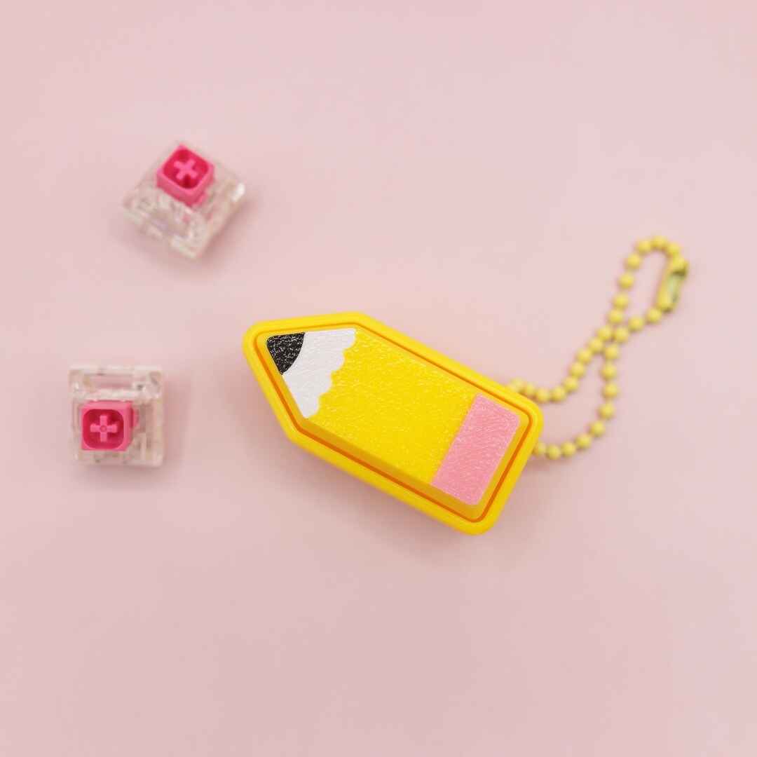 Yellow Pencil Shaped Fidget Clicker Keychain, Clicky 3D Printed Fidgets ...