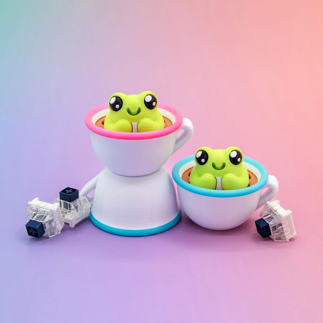 Kawaii Style Frog in Teacup Fidget Clicker | 3D Printed Clicky Desk ...