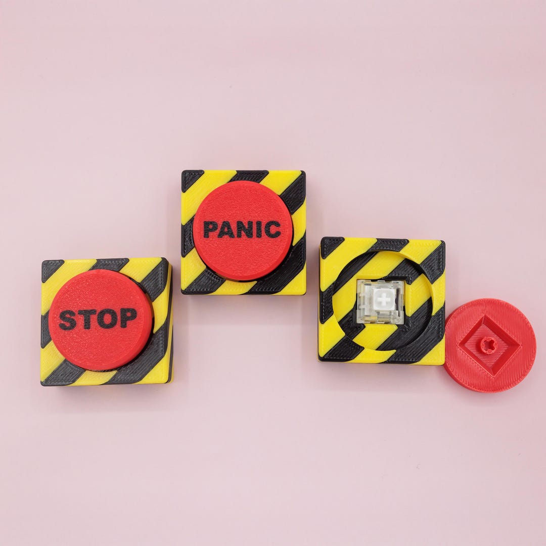 3D Printed Panic Button Fidget Clickers, Big Red Stop Button Clickers ...