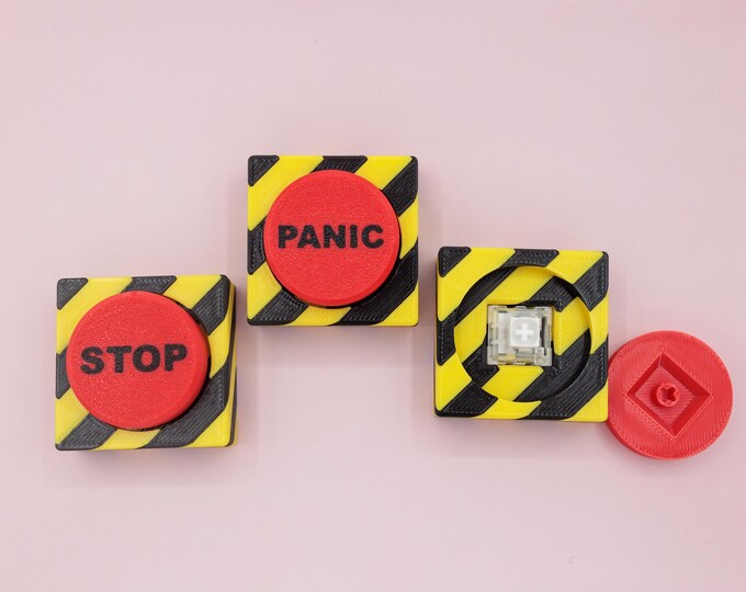 3D Printed Panic Button Fidget Clickers, Big Red Stop Button Clickers ...