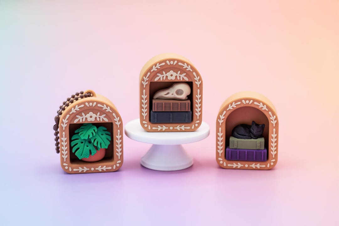 Mini Book Nook Fidget Clicker | 3D Printed Clicky Bookshelf Keychain ...