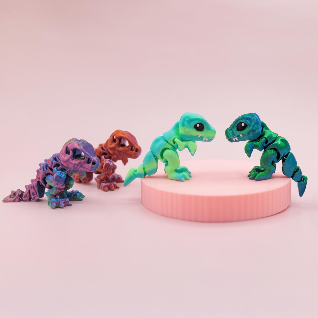 3D Printed Articulating T-rex Fidgets, Little Dinosaur Skeleton Gift ...