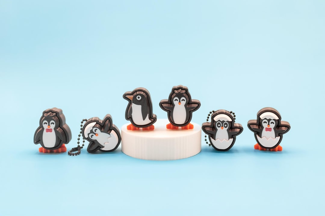 3D Printed Penguin Fidget Clickers, Super Clicky Fidget Keychains With ...