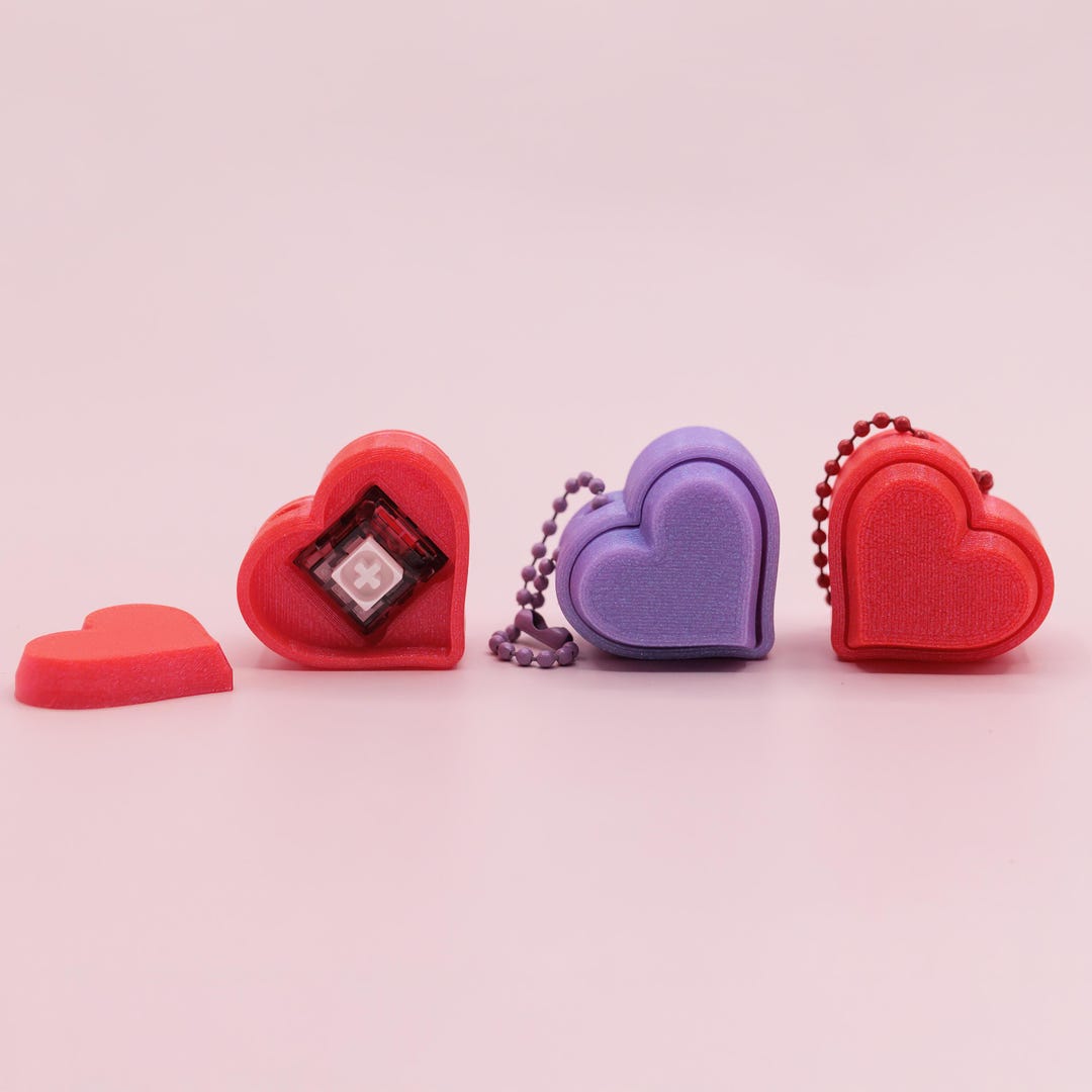 3D Printed Heart Shaped Fidget Clicker Keychain, Cute Clicky Fidgets ...