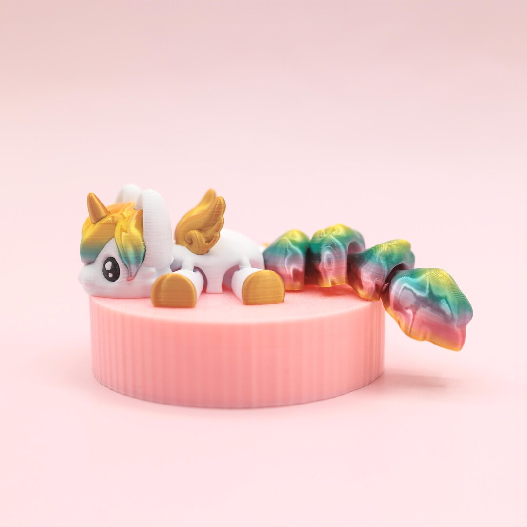 Winged Chibi Unicorn Fidget, 3D Printed Articulating Alicorn Figurine ...