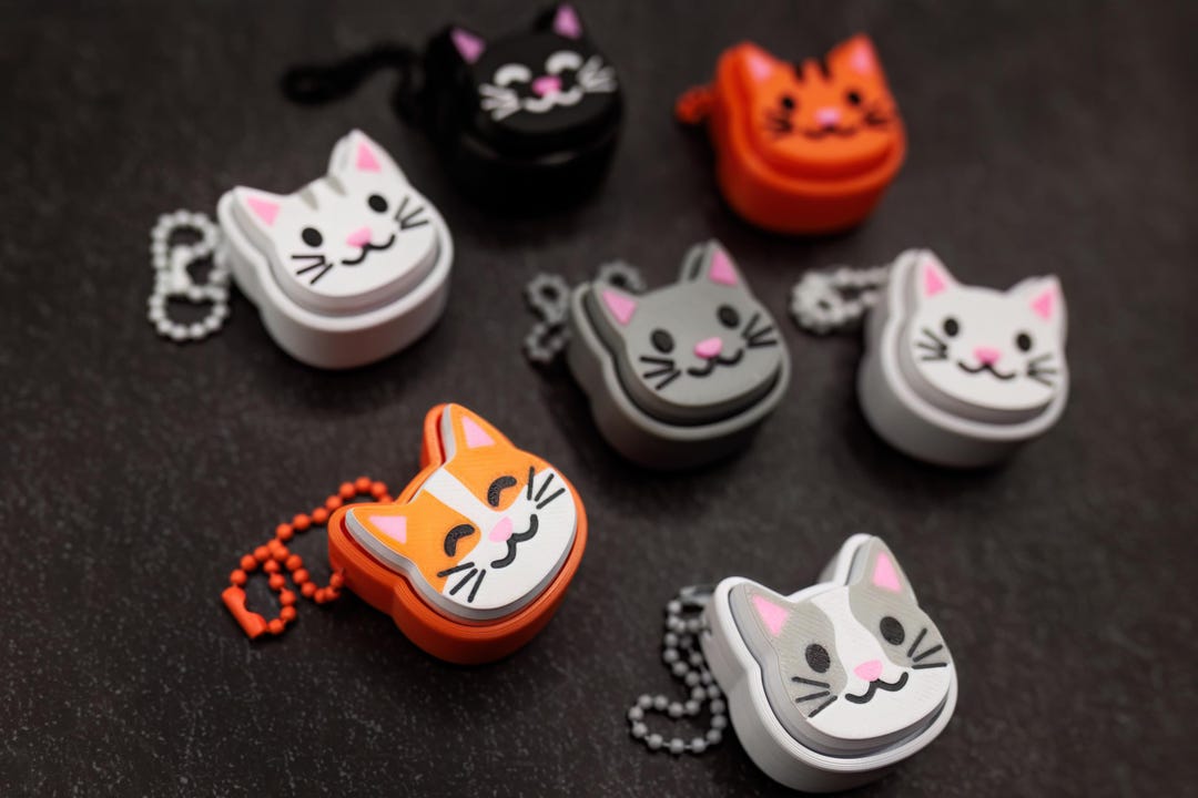Cat Fidget Clicker Keychain, Cute 3D Printed Clicky Fidget, Stress ...