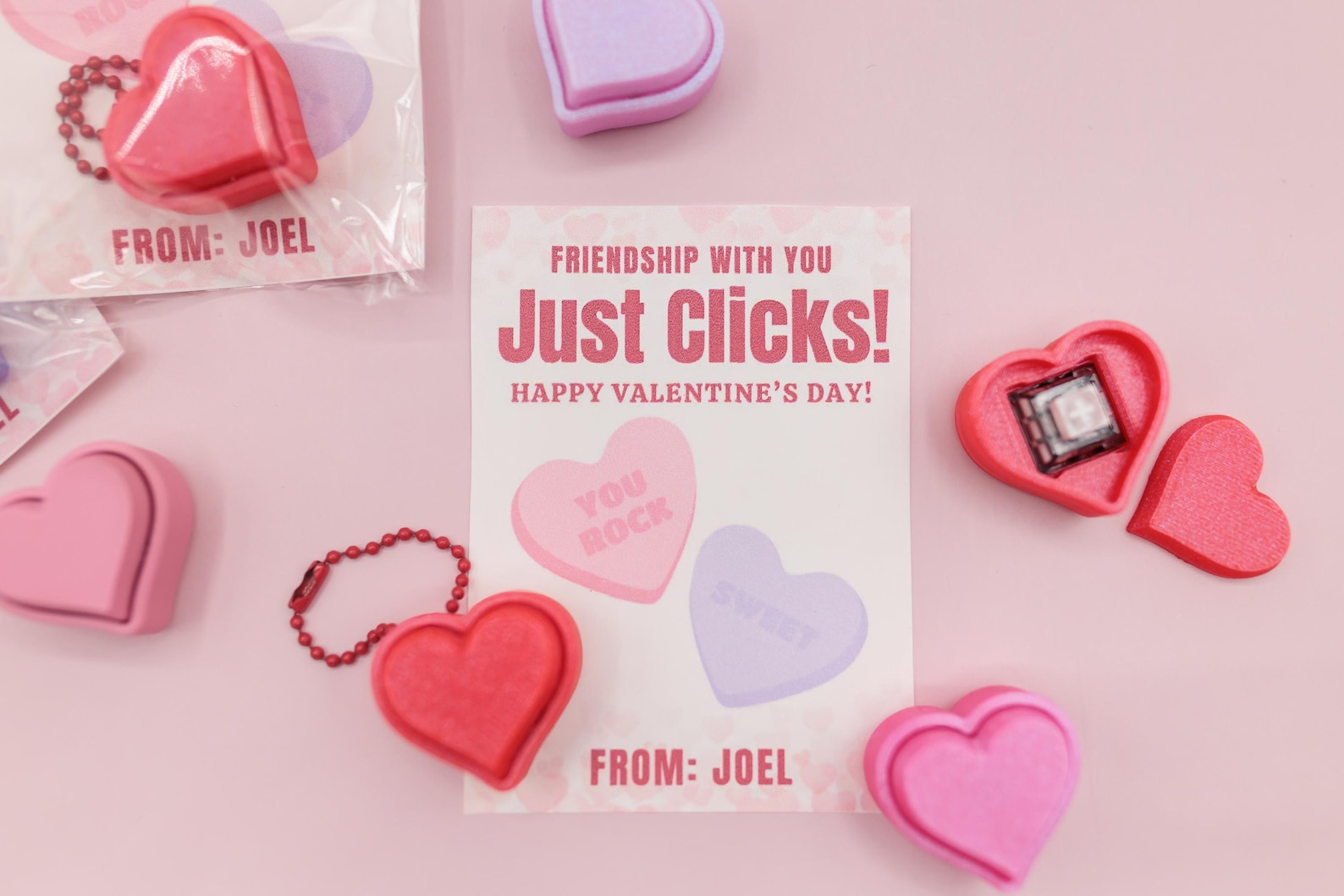 Canva Template for Heart Fidget Clickers Themed Valentine Cards ...