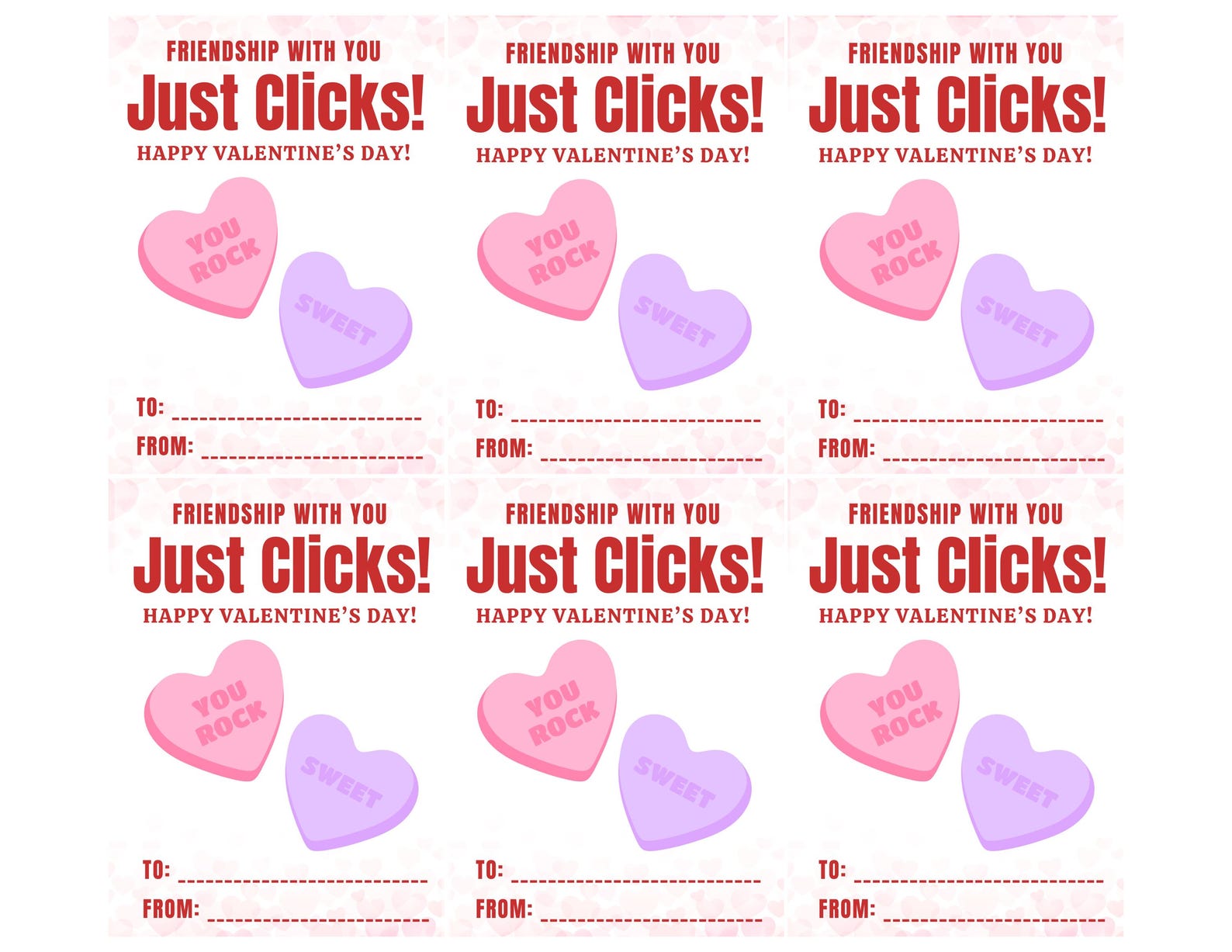 Canva Template for Heart Fidget Clickers Themed Valentine Cards ...