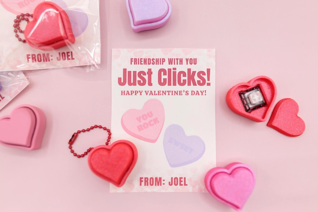 3D Printed Heart Shaped Fidget Clicker Valentines for School, Cute ...
