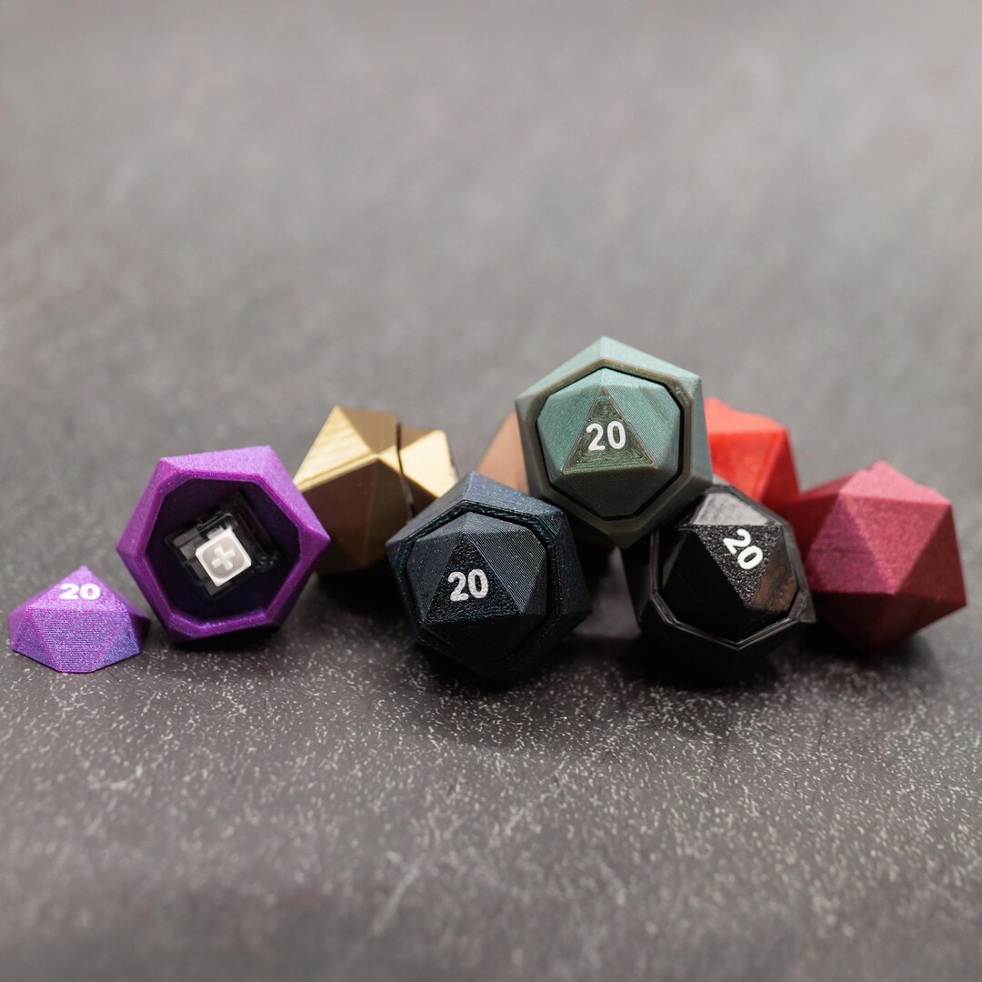 3D Printed D20 Fidget Clicker, Super Clicky Dice Fidgets With Keyboard ...