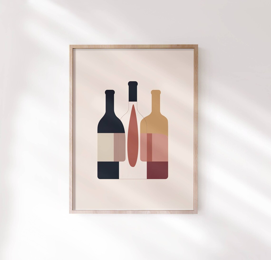 Abstract Wine Bottles Art Print, Modern Minimalist Kitchen Decor - Etsy