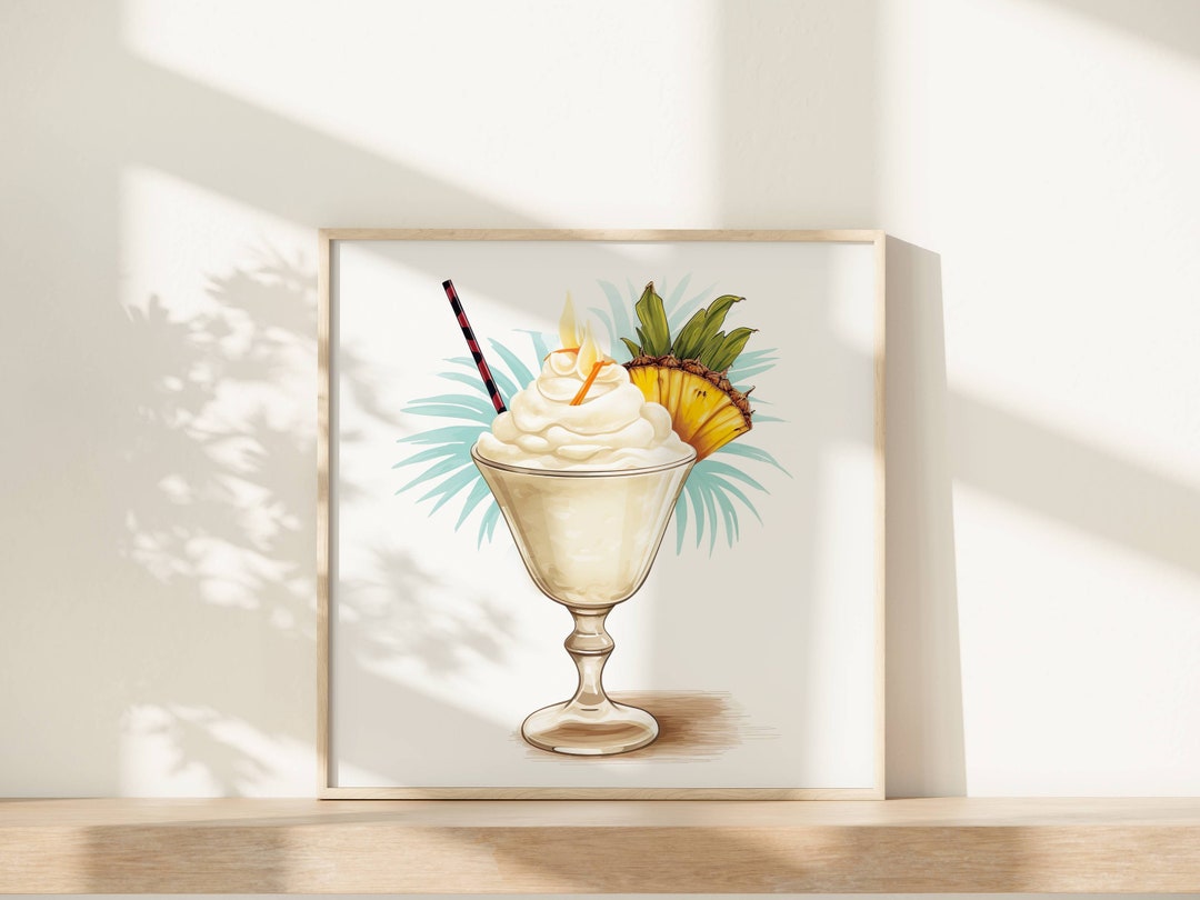 Tropical Pina Colada Wall Art Poster for Gallery Wall Cocktail Art ...