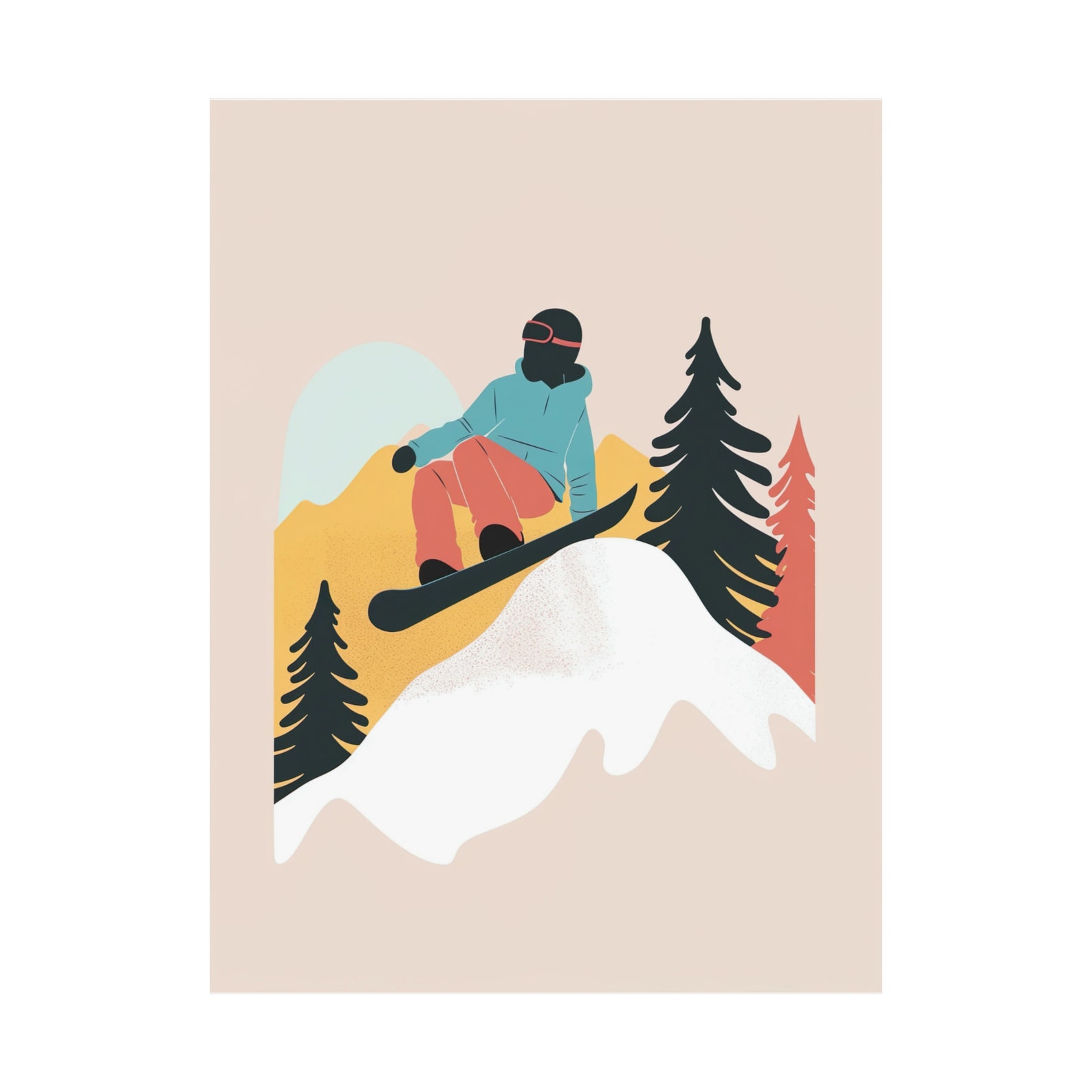 Modern Snowboarding Wall Art Print Gallery Wall Mountain Poster Ski ...