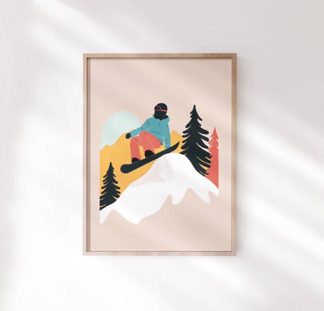 Modern Snowboarding Wall Art Print Gallery Wall Mountain Poster Ski ...