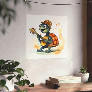 Banjo Turtle Wall Art Print Gallery Wall Decor for Home Gift Idea Funny ...