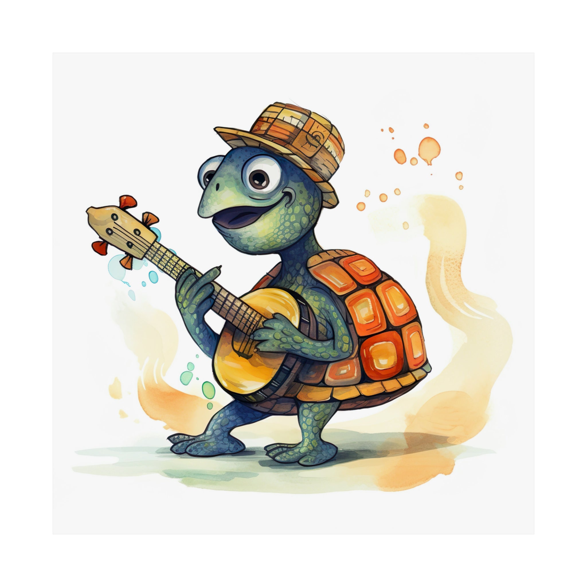 Banjo Turtle Wall Art Print Gallery Wall Decor for Home Gift Idea Funny ...