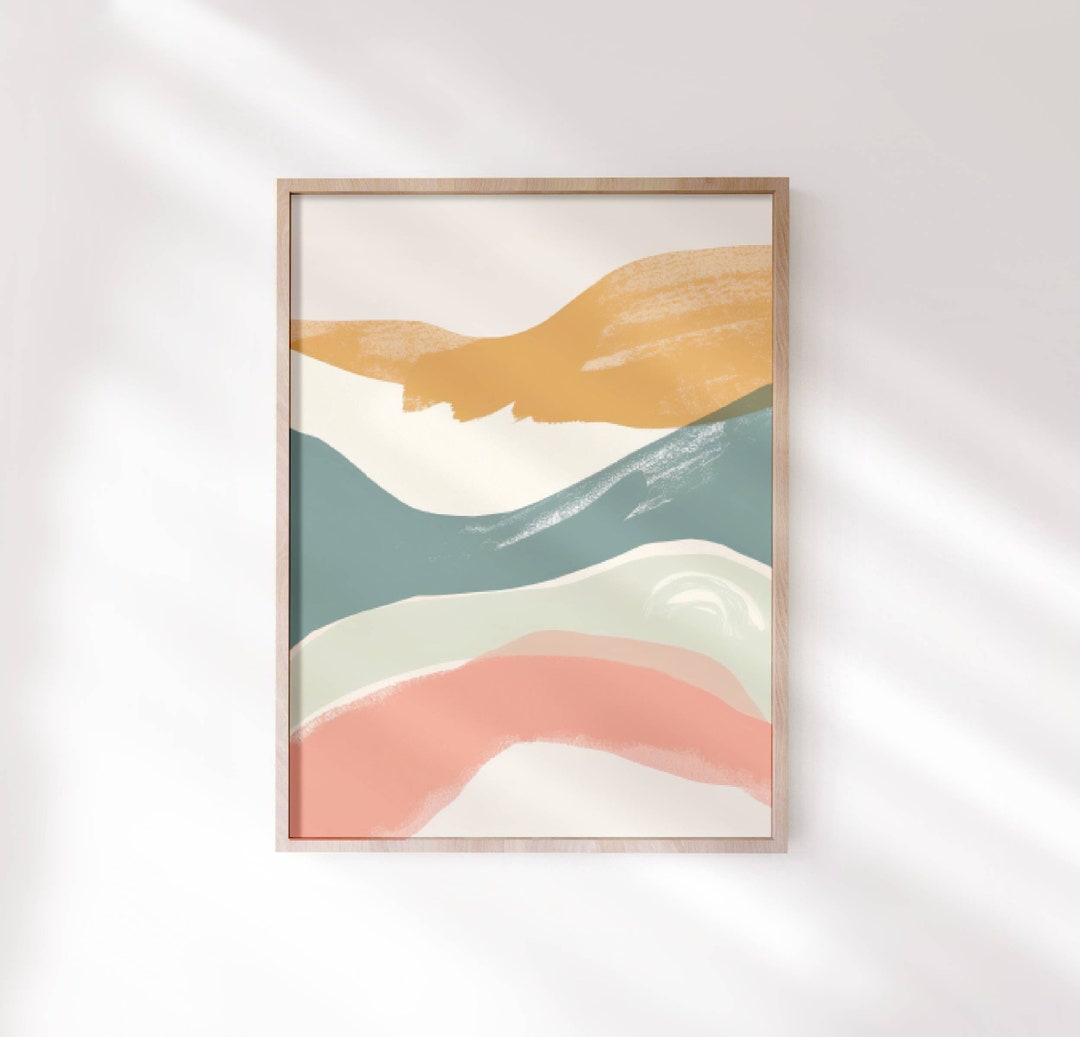 Abstract Pastel Wall Art Print Gallery Wall Modern Minimalist Textile ...
