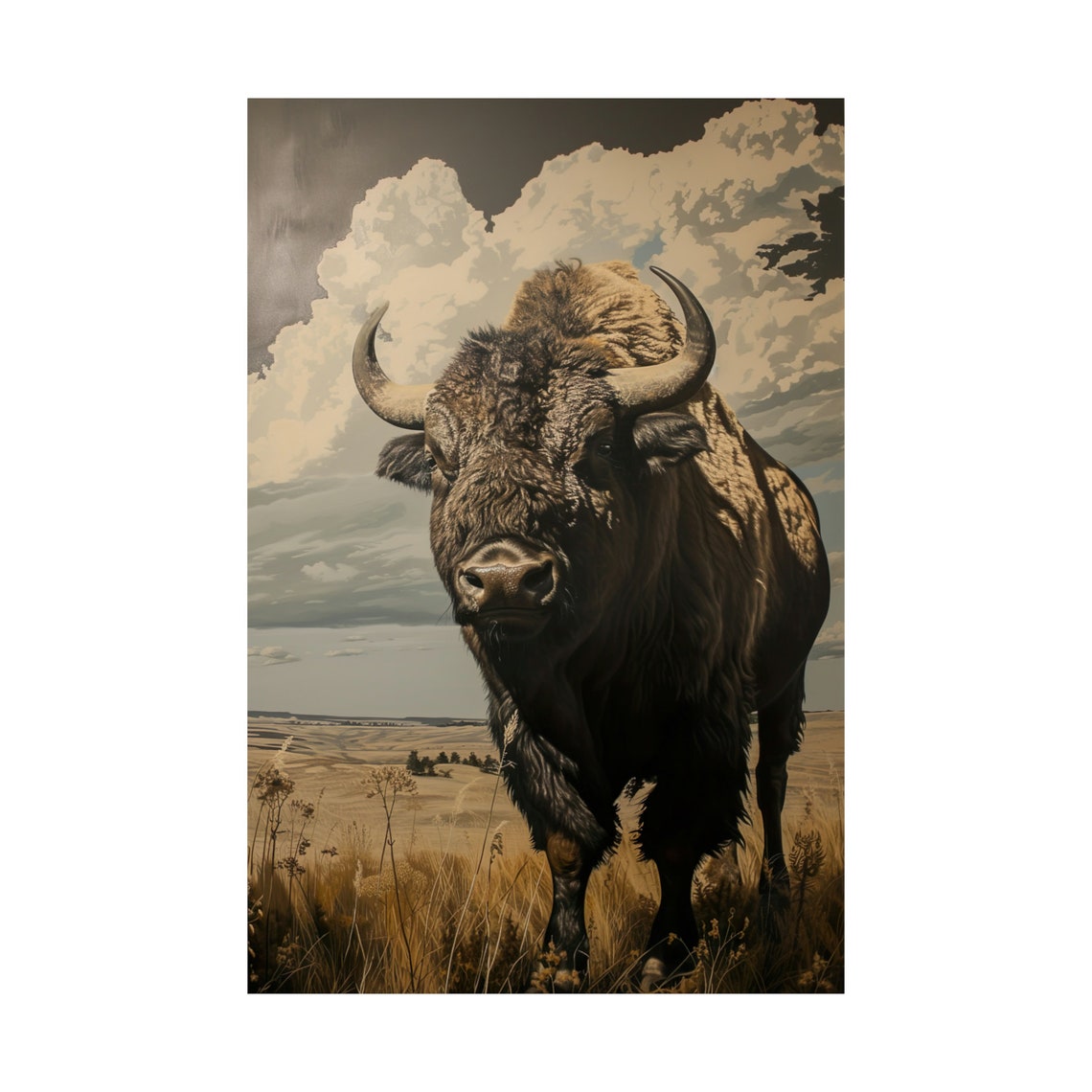 Buffalo Prairie Art Print, Nature Scene Poster - Etsy