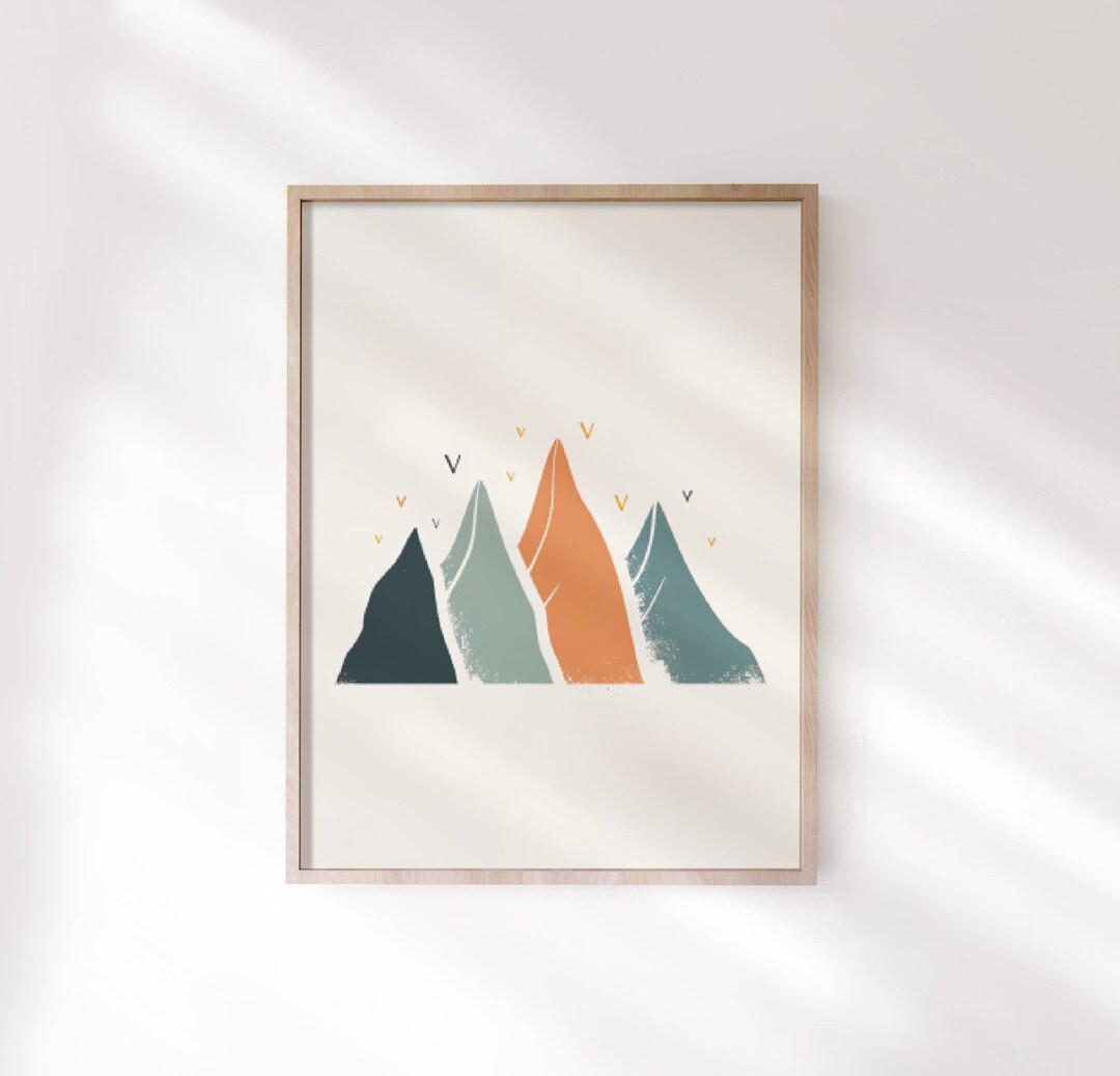 Minimalist Mountain Wall Art Print Gallery Wall Abstract Hiking Poster ...