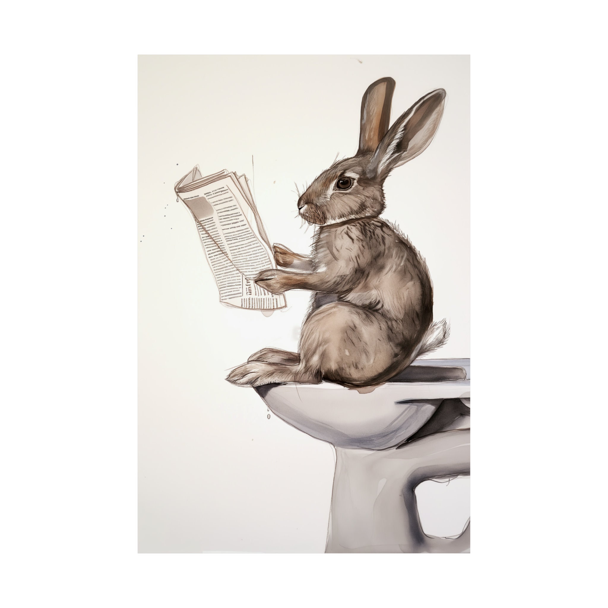 Funny Rabbit Bathroom Wall Art Gallery Wall Decor for Home Gift Idea ...