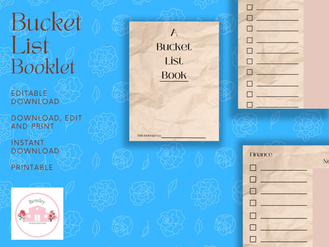 Editable Bucket List Booklet - Etsy