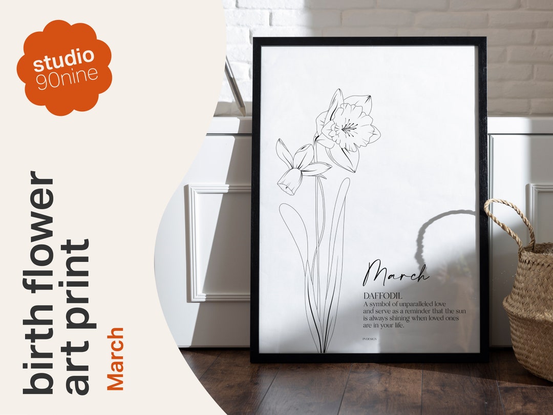 Birth Flower Print - March - Etsy