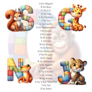 Adorable Animal Alphabet Clipart Watercolor A-Z Educational Digital ...