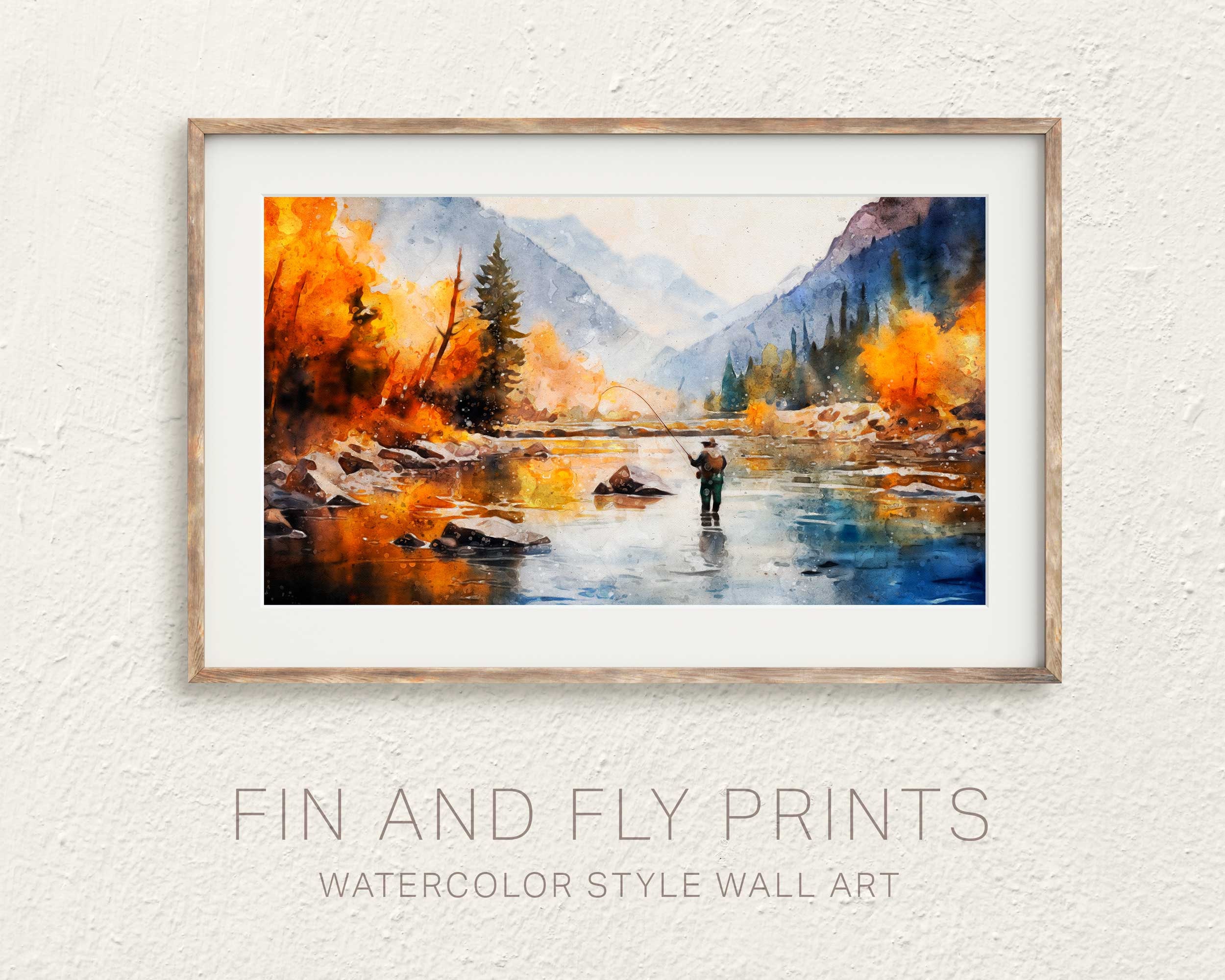 Autumn Colors in Action | Fall Fly Fishing Watercolor Painting - Etsy