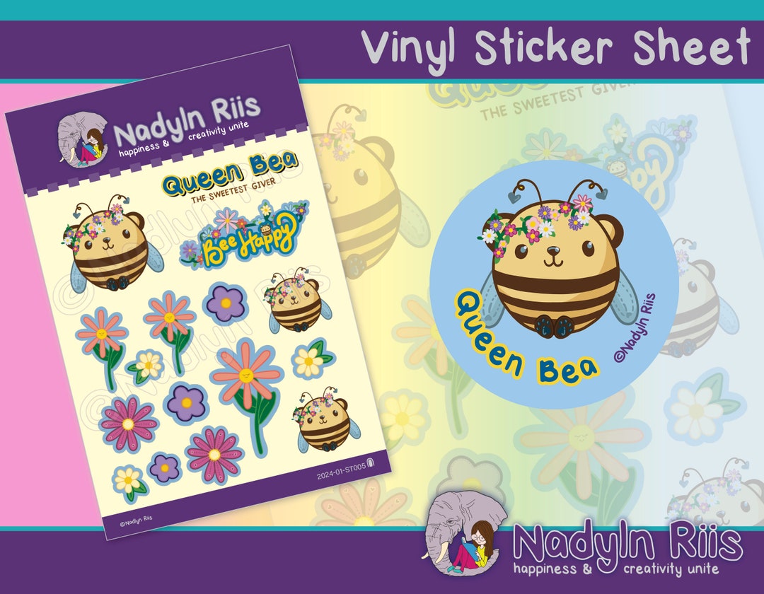 Bee Stickers Bumblebee Sticker - Vinyl Stickers - Cute Bee Illustration ...