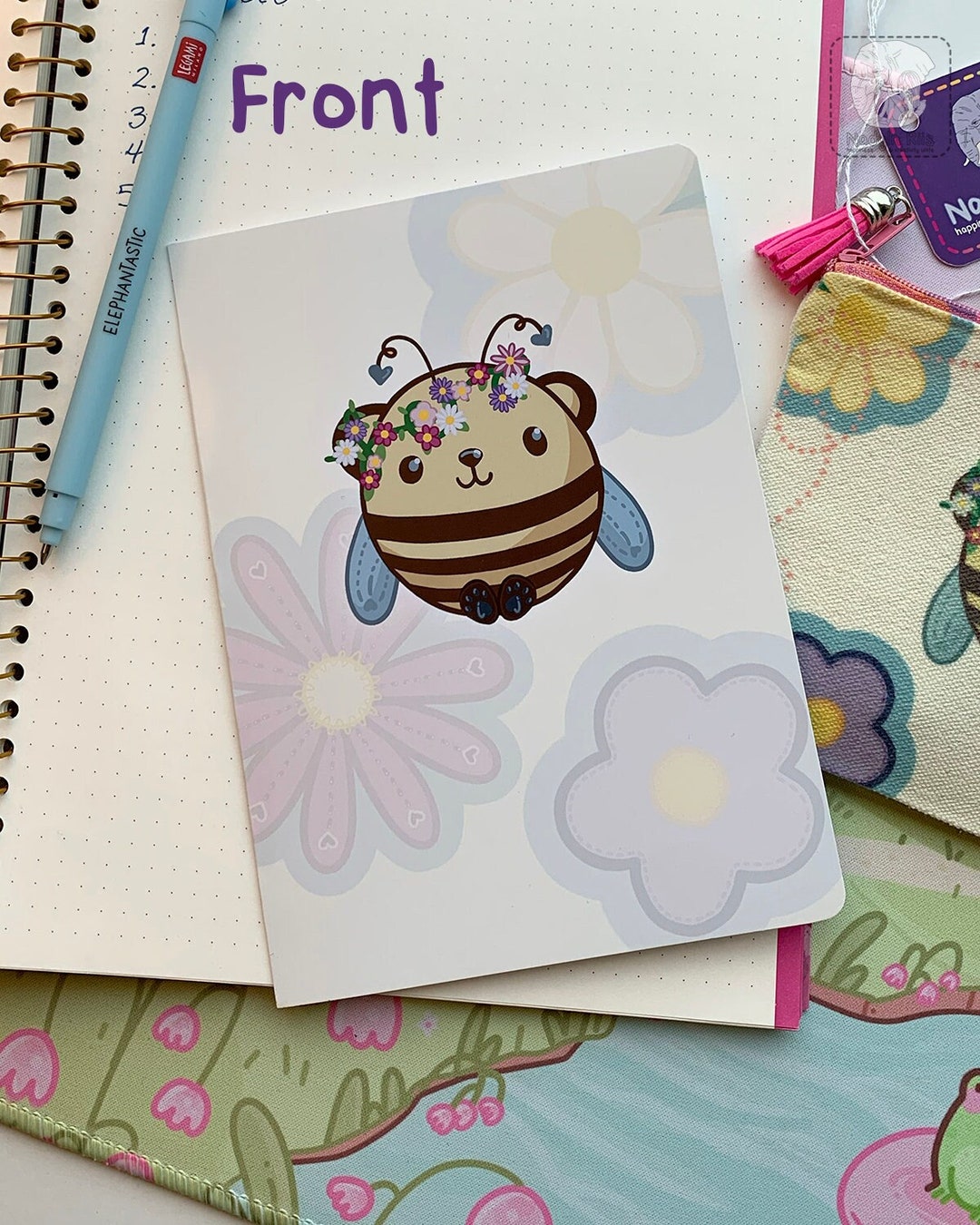 Bee Greeting Card Cute Bumblebee Card & Envelope Cute Stationery ...