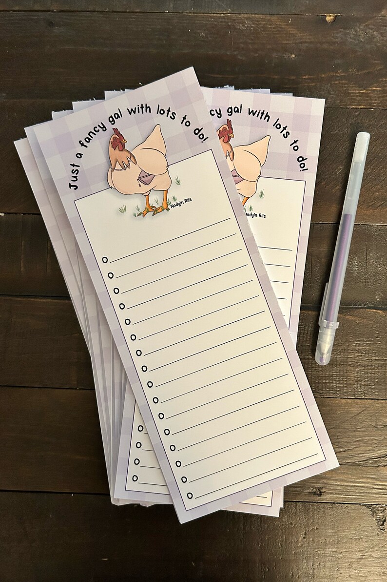 Fancy Chicken to Do List Pad Chicken Pad Cute Stationery Illustrated ...