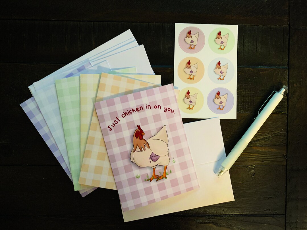 Fancy Chicken Note Card Set Cute Chicken Note Cards Cute Stationery ...