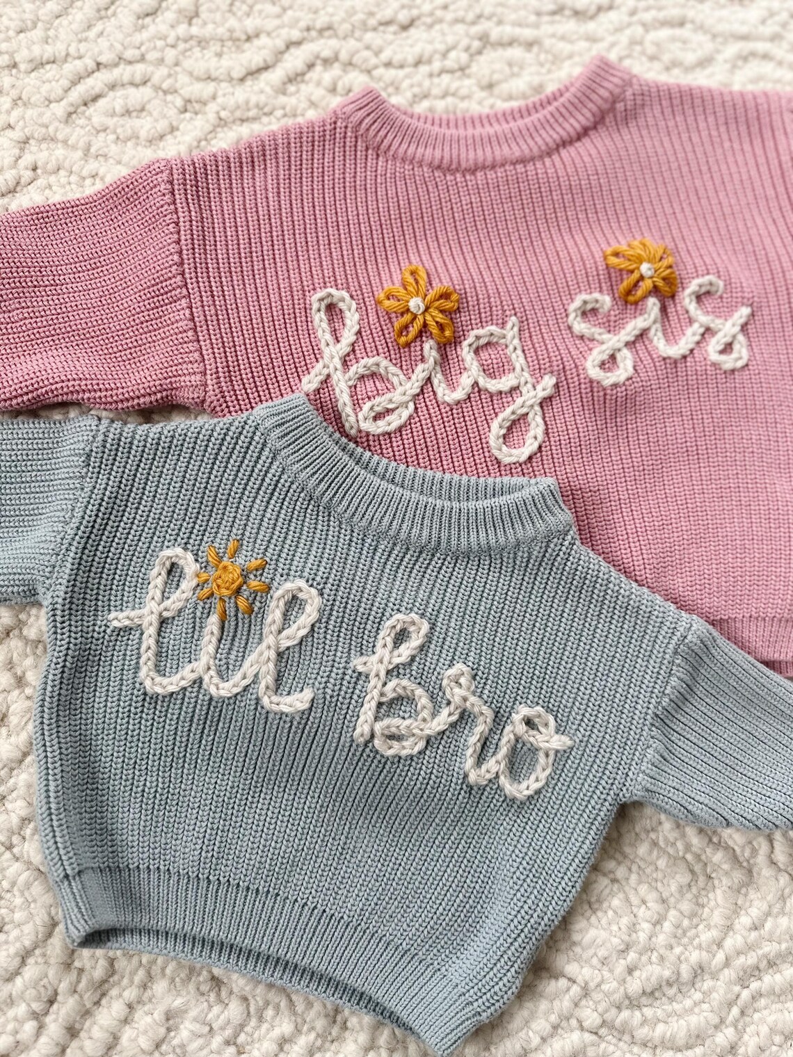 Hand Embroidered Baby Name Sweater With Flower Accent - Etsy