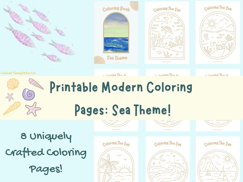 Sea Life Coloring Pages, Ocean Coloring Sheets, Adult Kid Coloring ...