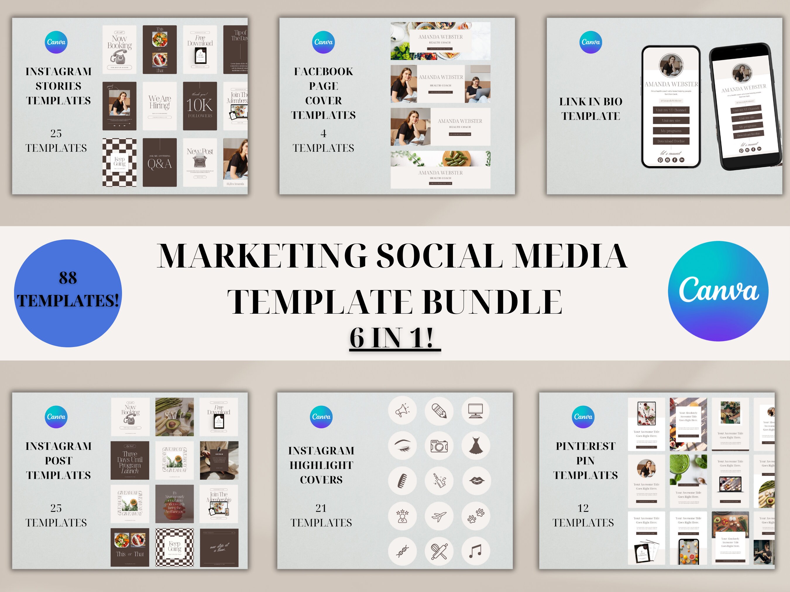 Social Media Template Bundle, Instagram Bundle, Pinterest Templates ...