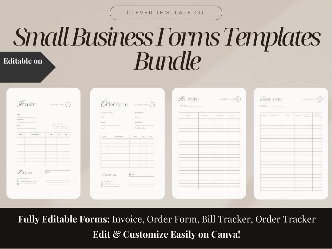 Order Form Bundle, Small Business Forms, Invoice Template, Custom Order ...