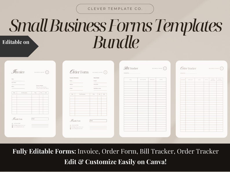 Order Form Bundle, Small Business Forms, Invoice Template, Custom Order ...