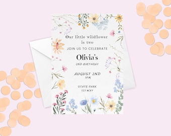 Editable Wildflower Birthday Invitation Template – Floral Garden Party ...