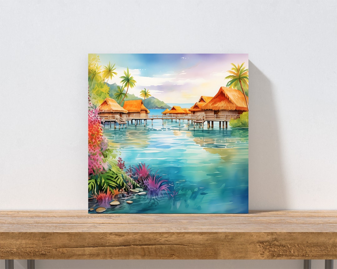 Bora Bora Polynesia Art Print, Watercolor, Canvas Art, Travel Print ...