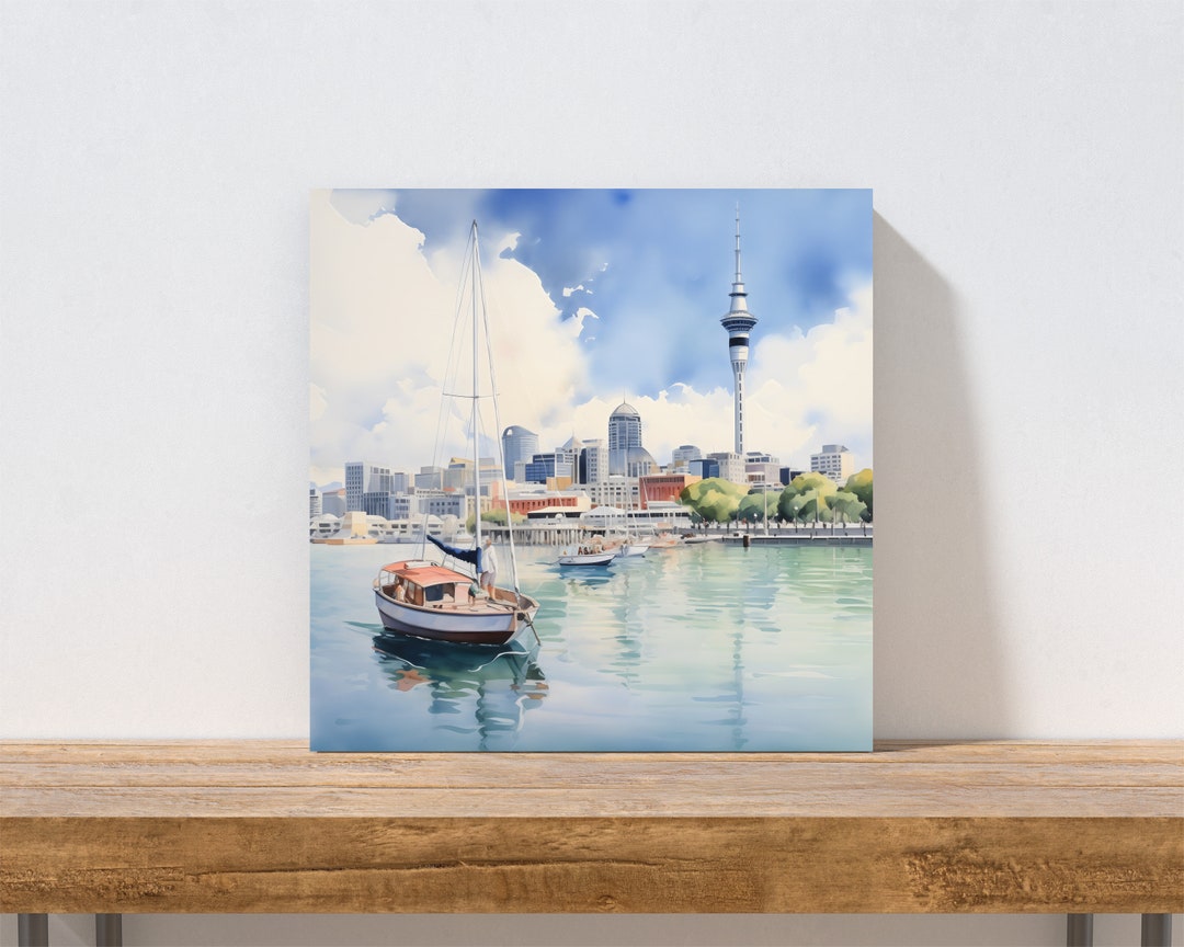 Auckland New Zealand Art Print, Watercolor, Canvas Art, Travel Print ...
